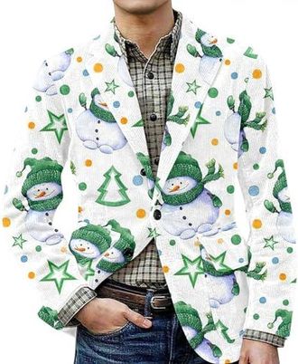 Generic Costume pour homme Costumes et vestes pour homme Blazer de Noël festif en sucre dorge imprimé coeur simple boutonnage Veste de costume pour les loisir