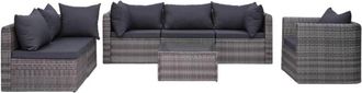 vidaXL Meuble de jardin 7 pcs et coussins et oreillers R&eacute;sine tress&eacute;e - Vidaxl