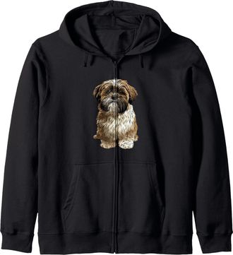 Whyitsme Design Gestromte und wei&szlig;e Shih Tzu Hunde-Illustration Kapuzenjacke