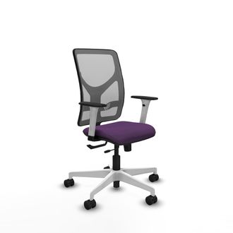 Piqueras y Crespo Schreibtischstuhl mit wei&szlig;en und schwarzen Armlehnen, h&ouml;henverstellbare Lendenwirbelst&uuml;tze, ausgestattet mit Syncro/Traslack und Schneideschaum, Grau/