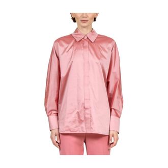 Max Mara Seiden Aquamarin Hemd - Juwelknopf - - Blouses & Shirts - Damen - Rosa - XL