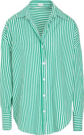 8 by YOOX STRIPED ORGANIC COTTON BOYFRIEND SHIRT