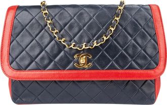 Chanel Crossbody Bags - Chanel Quilted Lambskin 24K Gold Single Flap Cross - Gr. unisize - in Blau - f&uuml;r Damen