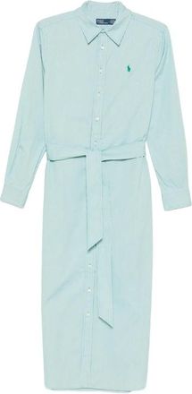 Ralph Lauren Femme, Robes, Vert, Taille: 40 FR Robe-chemise ray&eacute;e en coton avec ceinture