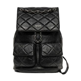Silvian Heach Matelass&eacute; Rucksack mit Kette - - Bags - Damen - Schwarzk - ONE SIZE
