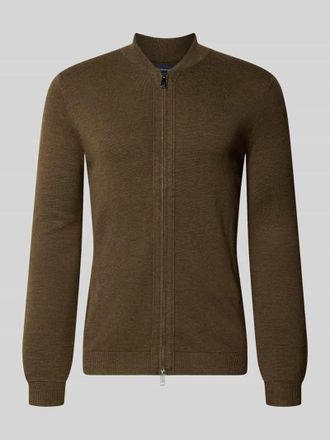 Christian Berg Slim Fit Strickjacke aus Baumwoll-Mix mit Stehkragen