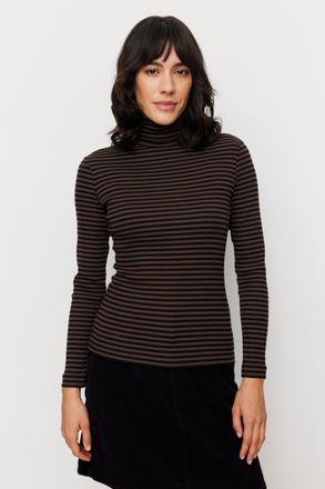 recolution Recolution Damen vegan Longsleeve Liatris Stripes Chocolate