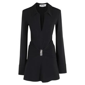 The Attico Schwarzes Minikleid mit tiefem V-Ausschnitt - - Dresses - Damen - Schwarzk - S