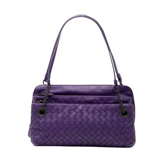 Bottega Veneta Sac bandouli&egrave;re en cuir tress&eacute; Pre-owned - Femme - Pre-owned - Violet - Taille: ONE Size