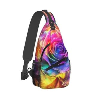 Generic Antivol Sacoche Bandouliere Art color&eacute; psych&eacute;d&eacute;lique tie-dye Roses Sac De Poitrine Casual Sac DEpaule pour Homme Femme Randonn&eacute;e