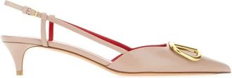 Valentino Garavani Femme, Chaussures, Beige, Taille: 39 1/2 EU Vlogo Signature Escarpin Slingback en cuir de veau 40 mm
