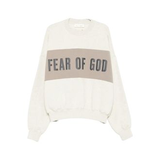 Fear of God Homme, Sweatshirts et sweats &agrave; capuche, Beige, Taille: 2XL SweaT-shirt court d&eacute;contract&eacute; &agrave; empi&egrave;cements