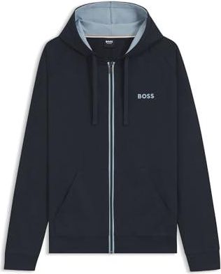 BOSS Hommes Authentic Jacket H Sweat à capuche en molleton de coton avec fermeture éclair contrastante