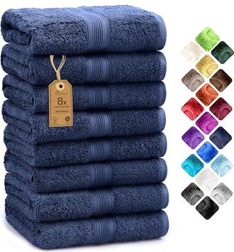 NatureMark 8er Pack Handt&uuml;cher, 100% Baumwolle, 50 x 100 cm, Handtuch Set Navyblau
