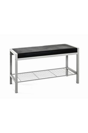 CARRYHOME Garderobenbank, Schwarz, Alu, Metall, Textil, 80x48x32 cm, Abstellfl&auml;che, Garderobe, Garderobenb&auml;nke, Schuhb&auml;nke