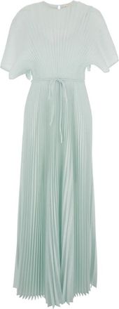 Twinset Femme, Robes, Bleu, Taille: 38 FR Longue Robe &agrave; Col Rond et Fermeture &Eacute;clair Lat&eacute;rale Invisible