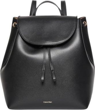 Calvin Klein Foil Logo Flap Backpack Lv04f3297g, Sac à Dos Femme, Black (Black/Toasted Coconut), Taille Unique