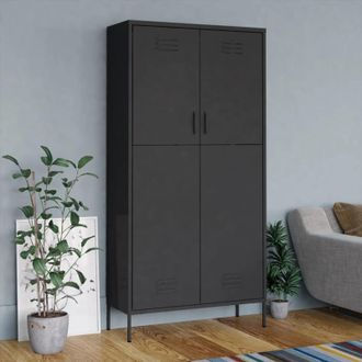 Festnight Kleiderschrank Metall Garderobenschrank Schlafzimmerschrank Stahlschrank Spind Umkleide Umkleidespind Lagerschrank Anthrazit 90x50x180 cm Stahl