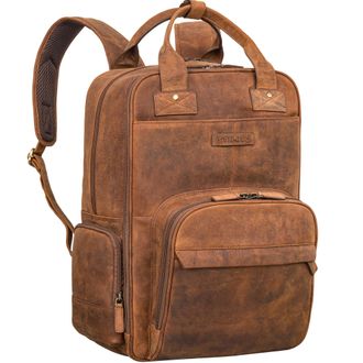 STILORD Kasimir Vintage Leder Wickelrucksack f&uuml;r Damen und Herren Moderner Tagesrucksack Damen Daypack Herren, Farbe:avani - braun