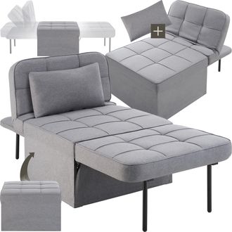 TecTake 4 in 1 gemütlicher Hocker mit Schlaffunktion, Sofa, Sessel oder Lounger, 6-Fach klappbar, als Couch, modulares Schlafsofa oder Lesesessel, für Schlafz