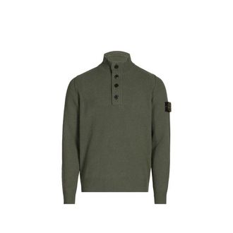 Stone Island Pull col polo en laine m&eacute;lang&eacute;e