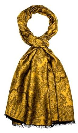 Lorenzo Cana Lorenzo Cana 7873611 &Eacute;charpe pour homme en 100 % coton fibre naturelle Motif cachemire Noir Or 70 cm x 180 cm