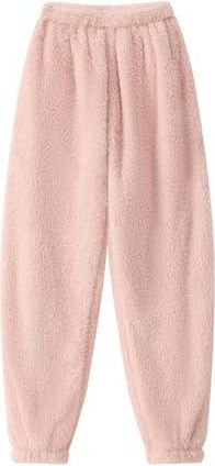 Generic Pyjama femme en flanelle pantalon d&eacute;contract&eacute; automne hiver pantalon &eacute;pais homme et femme pantalon de ski thermique, rose clair, 3