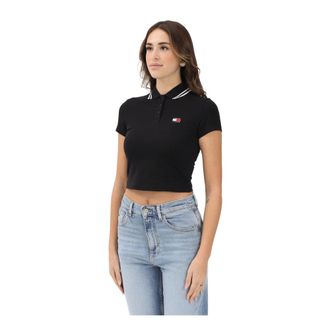 Tommy Jeans Femme, Tops, Noir, Taille: 36 FR Polo Court