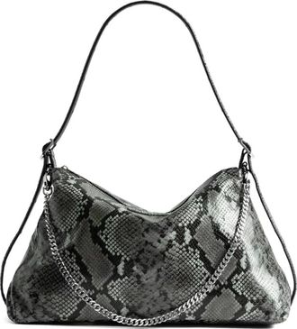 Zadig&Voltaire sac porté épaule Jim Wild à effet peau de python - Gris