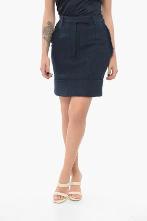 Thom Browne High-Waisted Skirt with Fringed Details Thom Browne