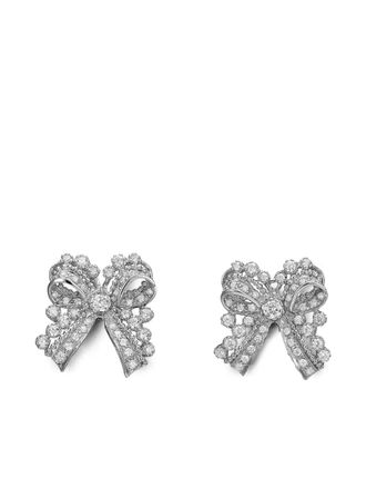 Anabela Chan boucles doreilles Dentelle Bow en or blanc 14ct et rhodium vermeil serties de diamant