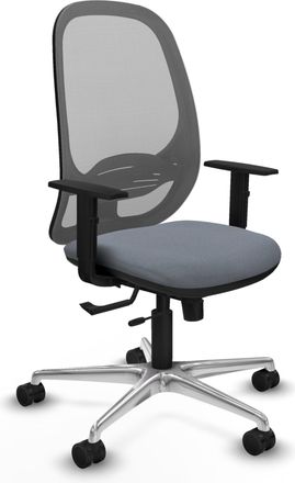 Piqueras y Crespo Studiostuhl mit Rollen von Cilanco mit 1D-Armen, h&ouml;henverstellbare Lendenwirbelst&uuml;tze, ausgestattet mit Syncro/Traslack und Schneideschaum, Grau/Grau