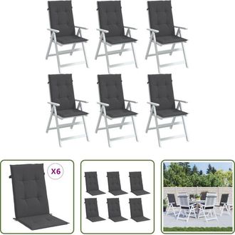 vidaXL Gartenstuhl - Hochlehner-Auflagen 6 Stk. Melange Anthrazit 120x50x4 cm Stoff