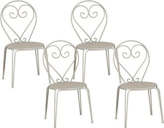 Vente-Unique Lot de 4 chaises de jardin empilables en m&eacute;tal fa&ccedil;on fer forg&eacute; - Beige - GUERMANTES de MYLIA