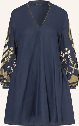 Greek Archaic Kori Strandkleid Feather Aus Leinen blau