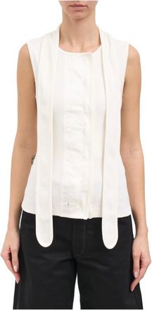 Christophe Lemaire Femme, Tops, Blanc, Taille: 36 FR Top Asym&eacute;trique Ajust&eacute;