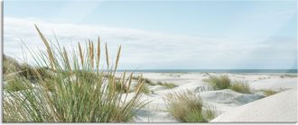 Pixxprint Glasbild Panorama, Wandbild aus Echtglas, Grasige Dünenlandschaft am Meer, 120x50 cm, inkl. Aufhängung und Abstandshalter
