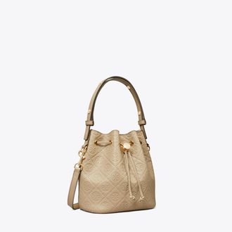 Tory Burch Damen Strukturierte Bucket Bag mit T-Monogramm