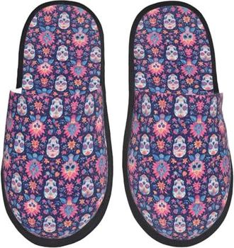 Generic Feuille Fleur Cr&acirc;ne Color&eacute; Homme Femme Slippers Peluche Pantoufles L&eacute;g&egrave;res Chaussons Pour Maison Automne Hiver L