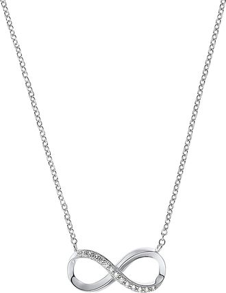 Amor Kette mit Anhänger 925 Sterling Silber Damen Halsschmuck, mit Zirkonia synth., 43 cm, Silber, Infinity, Kommt in Schmuck Geschenk Box, 2018179