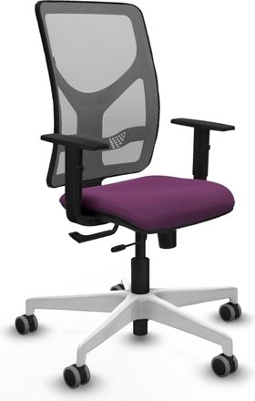 Piqueras y Crespo Verstellbarer Stuhl mit Rollen, 1D-Armlehnen, h&ouml;henverstellbare Lendenwirbelst&uuml;tze, ausgestattet mit Syncro/Traslack und Schneideschaum, Grau/Violett