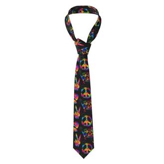 Generic Cravate Pour Homme Symbole De Paix Hippie Cr&eacute;atif Et Color&eacute; &Eacute;l&eacute;gant Necktie Confortable Cravate Pour F&ecirc;te &Eacute;v&eacute;nements Accessoires