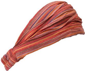 Gheri Bandana / Bandeau en coton &eacute;lastique, style hippie / boh&egrave;me - Little Kathmandu - Orange - Taille Unique