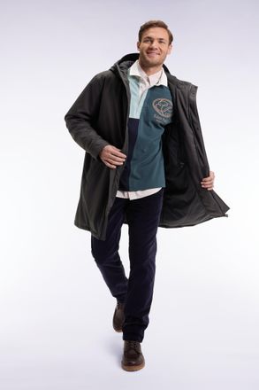 Eden Park Parka Longue En Nylon Kaki &Agrave; Capuche Int&eacute;gr&eacute;e