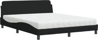vidaXL Bett mit Matratze Dover Schwarz 160x200 cm Stoff Vidaxl