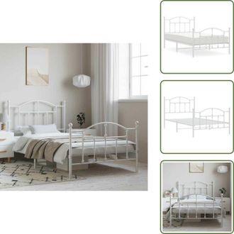 vidaXL Bettgestell mit Kopf- und Fu&szlig;teil Metall Wei&szlig; 100x190 cm - Bettes Gestell - Metallbett - Doppelbett - Wei&szlig;es Bett - Boxspringbetten