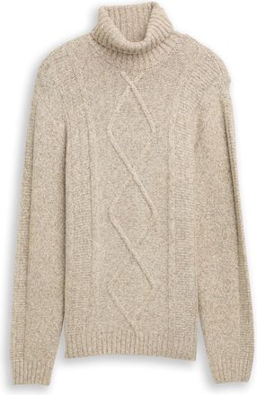 Tom Tailor Herren 1048786 Rollkragenpullover, 39279-Brown Offwhite Structure, XXL