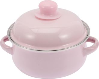 Pretyzoom Suppentopf Emaille 1,1l mit Deckel Kochtopf mit Zwei Henkeln Hitzebest&auml;ndiger Schmortopf f&uuml;r Herdarten Geeignet f&uuml;r Brei und Suppen im Haushalt