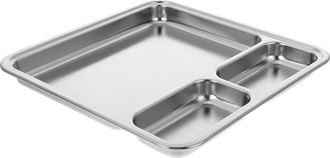 Lurrose Geteilter Speiseteller Aus Edelstahl Teller Edelstahl Trennschale Aus Metall Essenstablett Quadratische Speiseteller Multi-Gitter Zur Diätkontrolle, 3