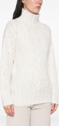Fabiana Filippi Cable-Knit Wool Blend Sweater - Cream